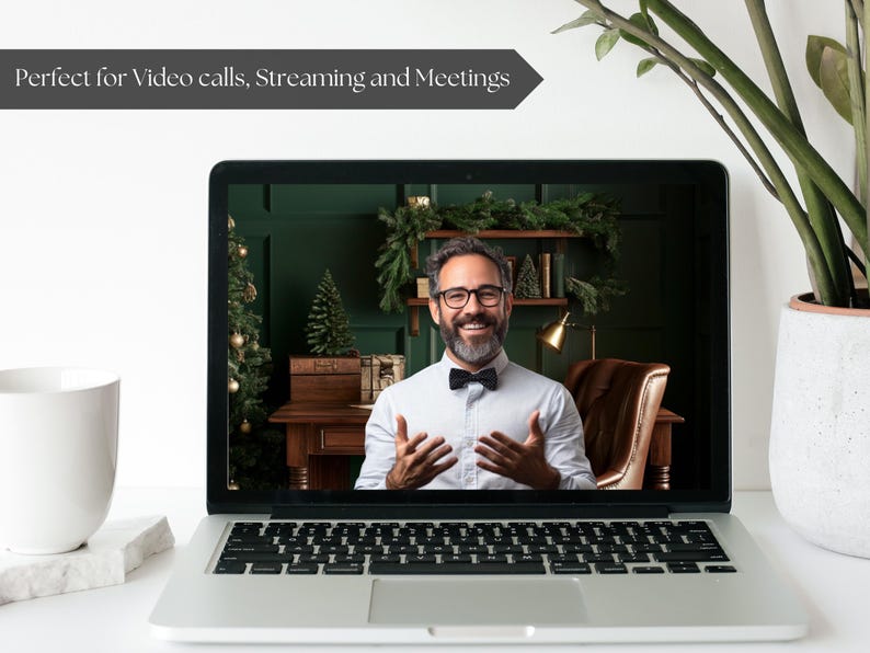 Christmas Zoom Background With Custom Framed Picture, Winter Holiday ...