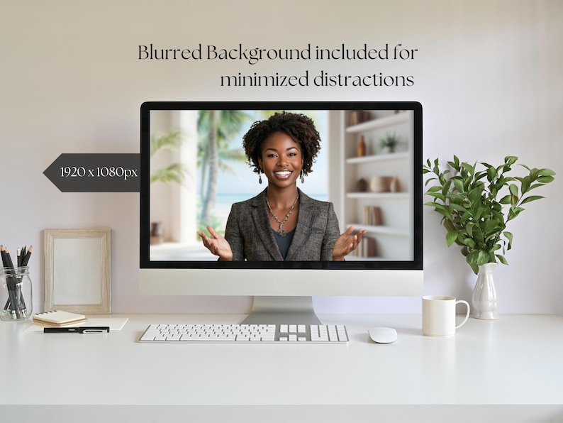 Tropical Palm Trees Zoom Background, Villa Holiday Bookcase, Virtual ...