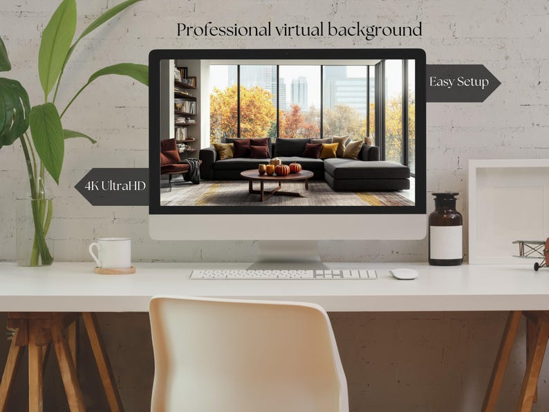 Modern Autumn City View Zoom Background (instant Download) - Etsy