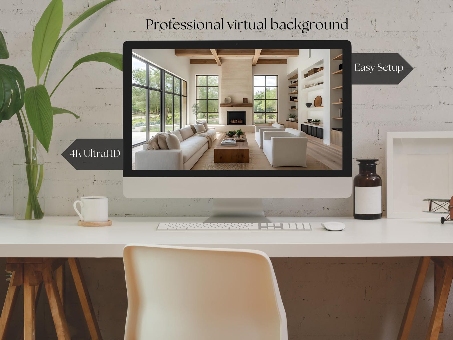 Modern Farmhouse Zoom Background | Virtual Office Backdrop | Zoom ...