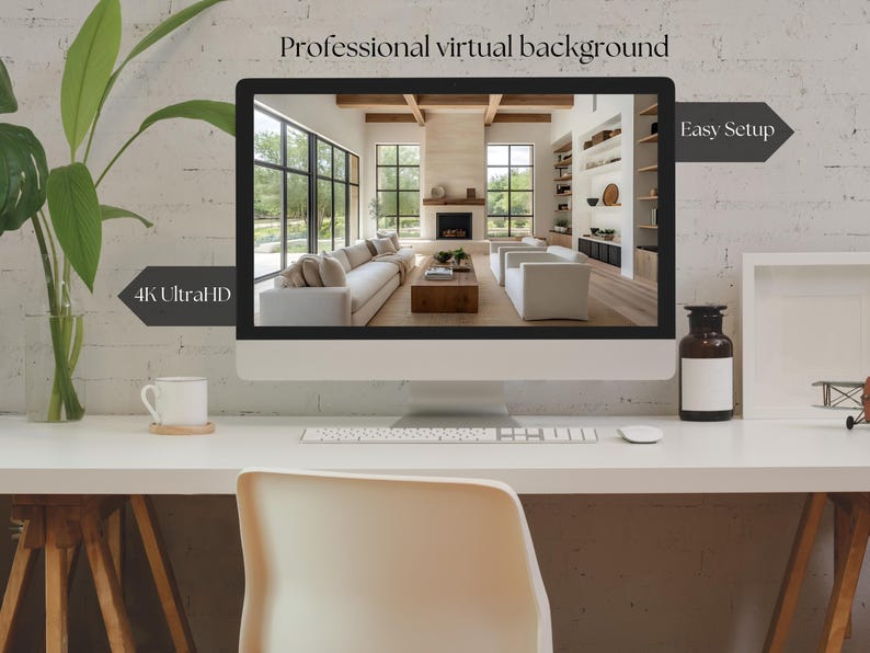 Modern Farmhouse Zoom Background: Rustic Living Room (digital Download ...