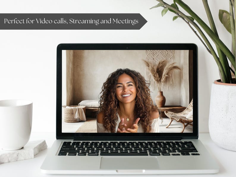 Boho Zoom Background | Aesthetic Boho Wall Art | Cozy Green Screen ...