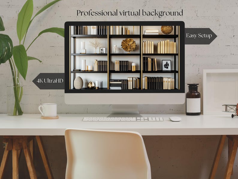 Black Bookcase Zoom Background, Microsoft Teams Meeting Background ...