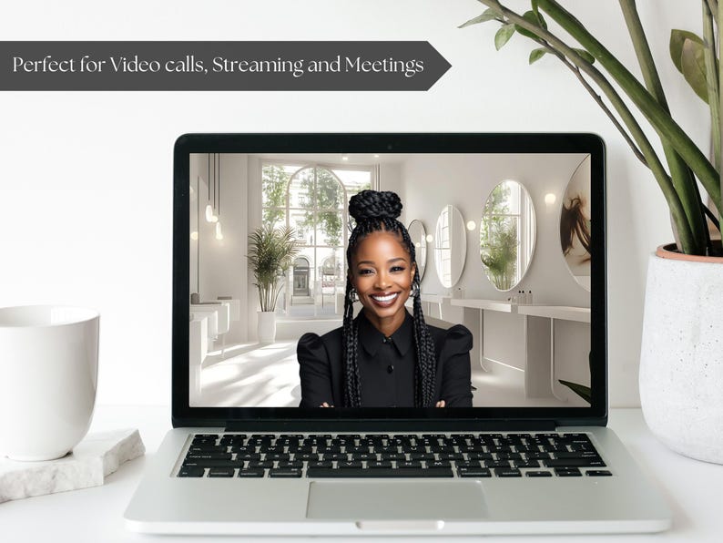 Modern White Salon Background for Zoom, Teams, Skype, and Virtual ...