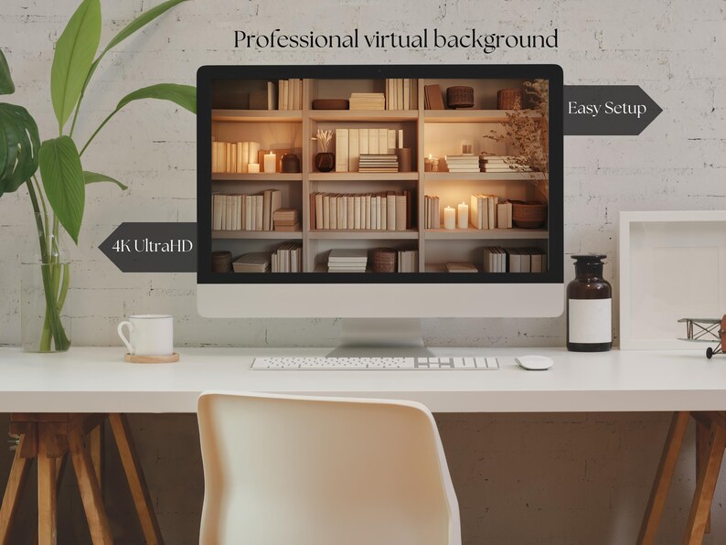 Bookcase Zoom Background, Microsoft Teams, Remote Work, Skype Background, Work From Home, Cosy ...