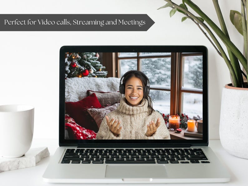 Cozy Winter Virtual Background for Zoom & Teams | Digital Snowy Cabin ...