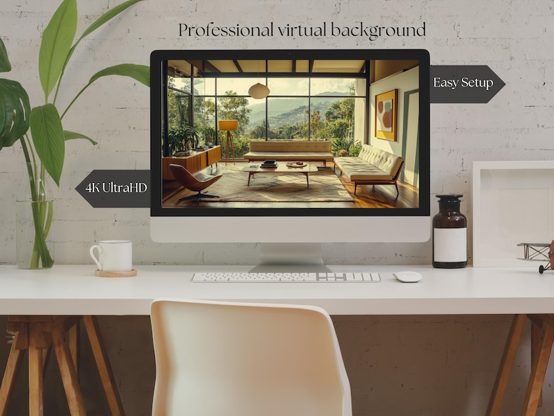 Mid-century Zoom Background | Virtual Office Backdrop | Teams Meeting ...