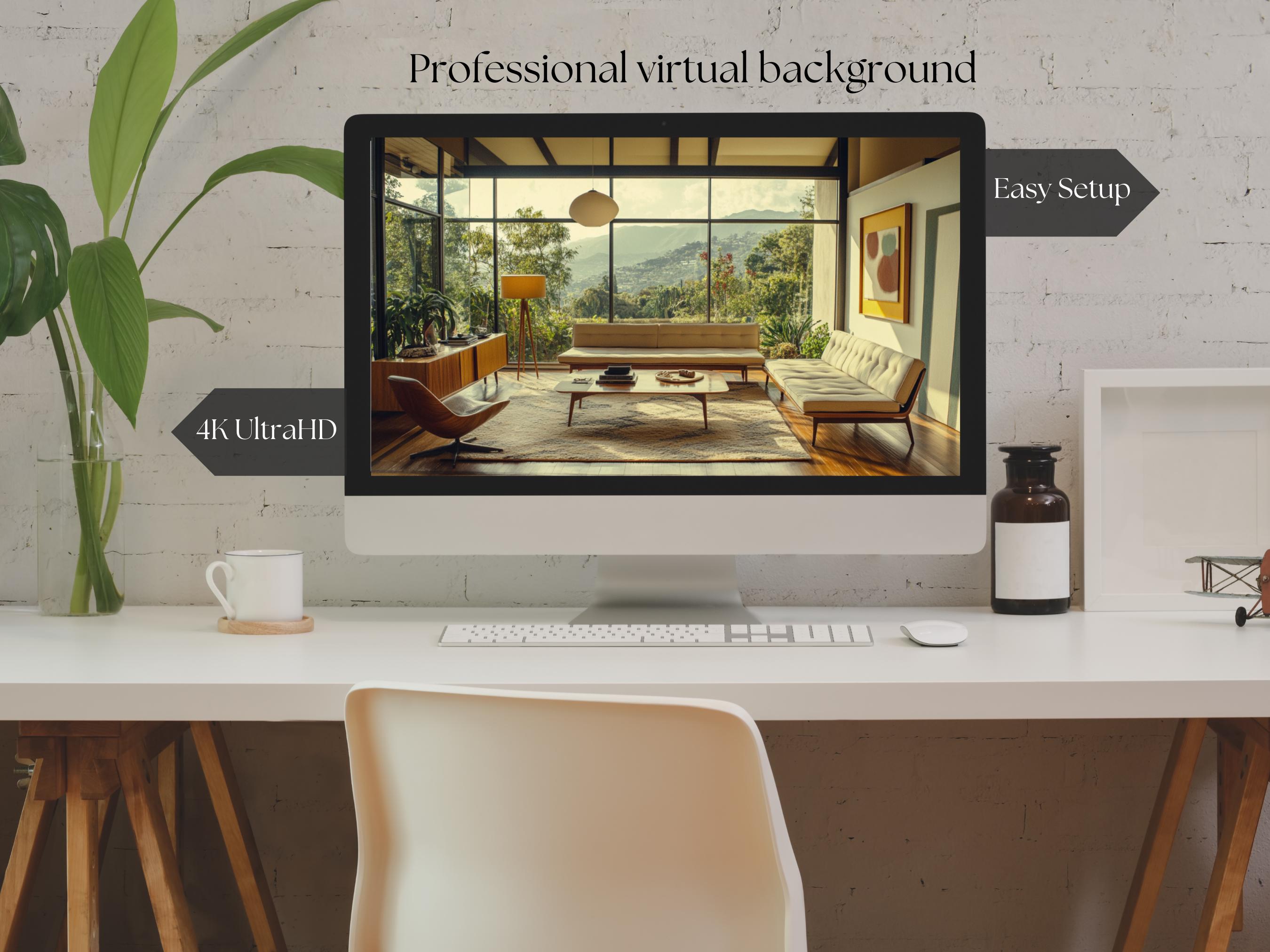 Mid-century Modern Zoom Background: Virtual Office Backdrop (digital ...