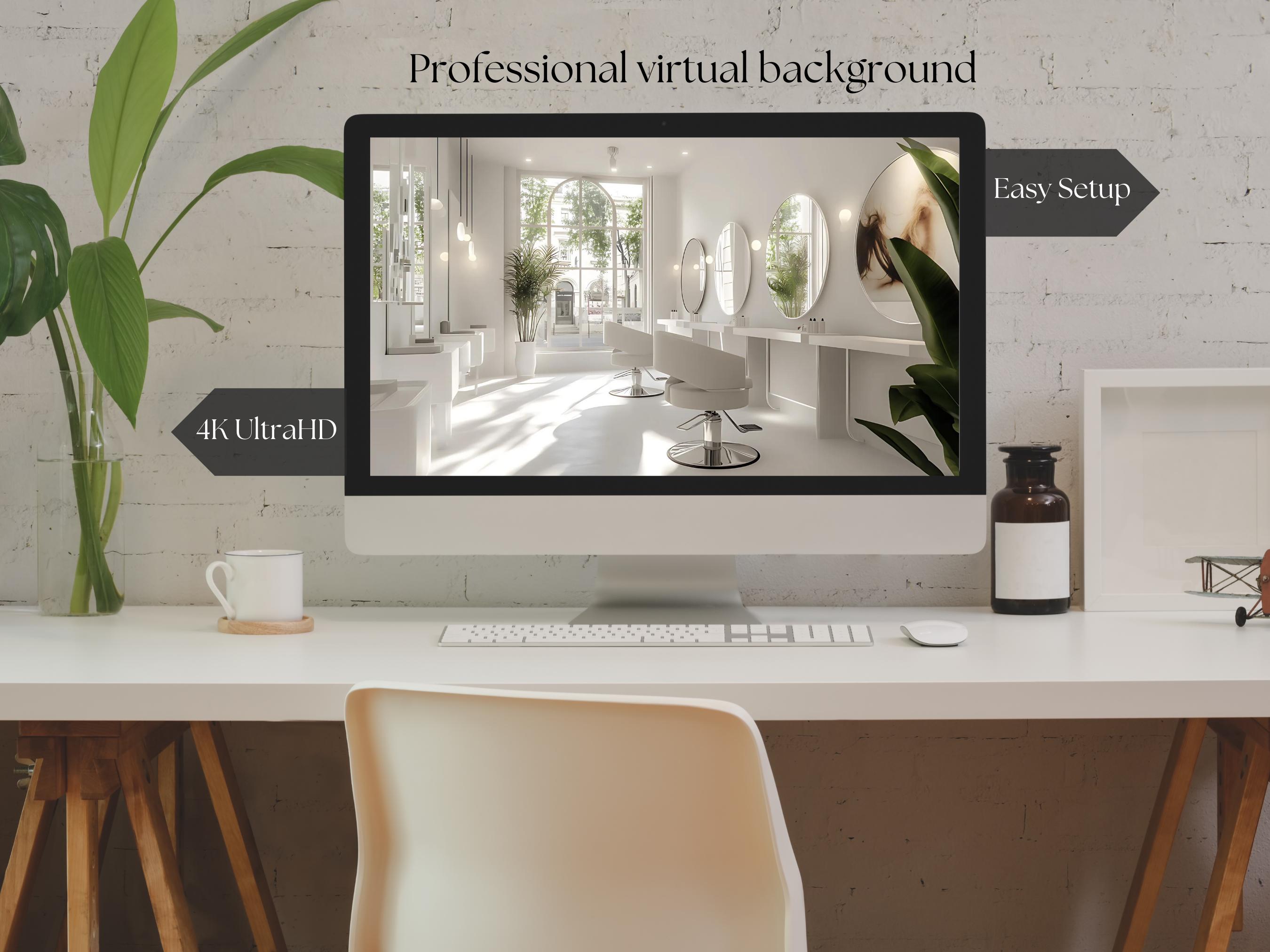 Modern White Salon Background for Zoom, Teams, Skype, and Virtual ...
