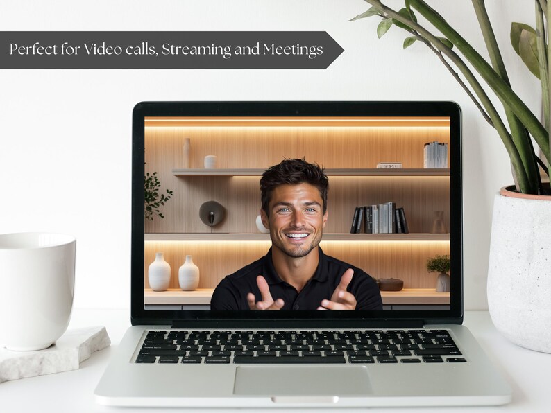 Modern Bookshelf Virtual Background for Zoom | Digital Download, Office ...