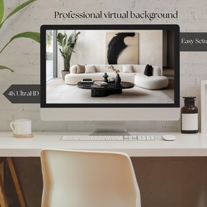 Minimalist Living Room Zoom Background: Modern Art Decor (digital ...