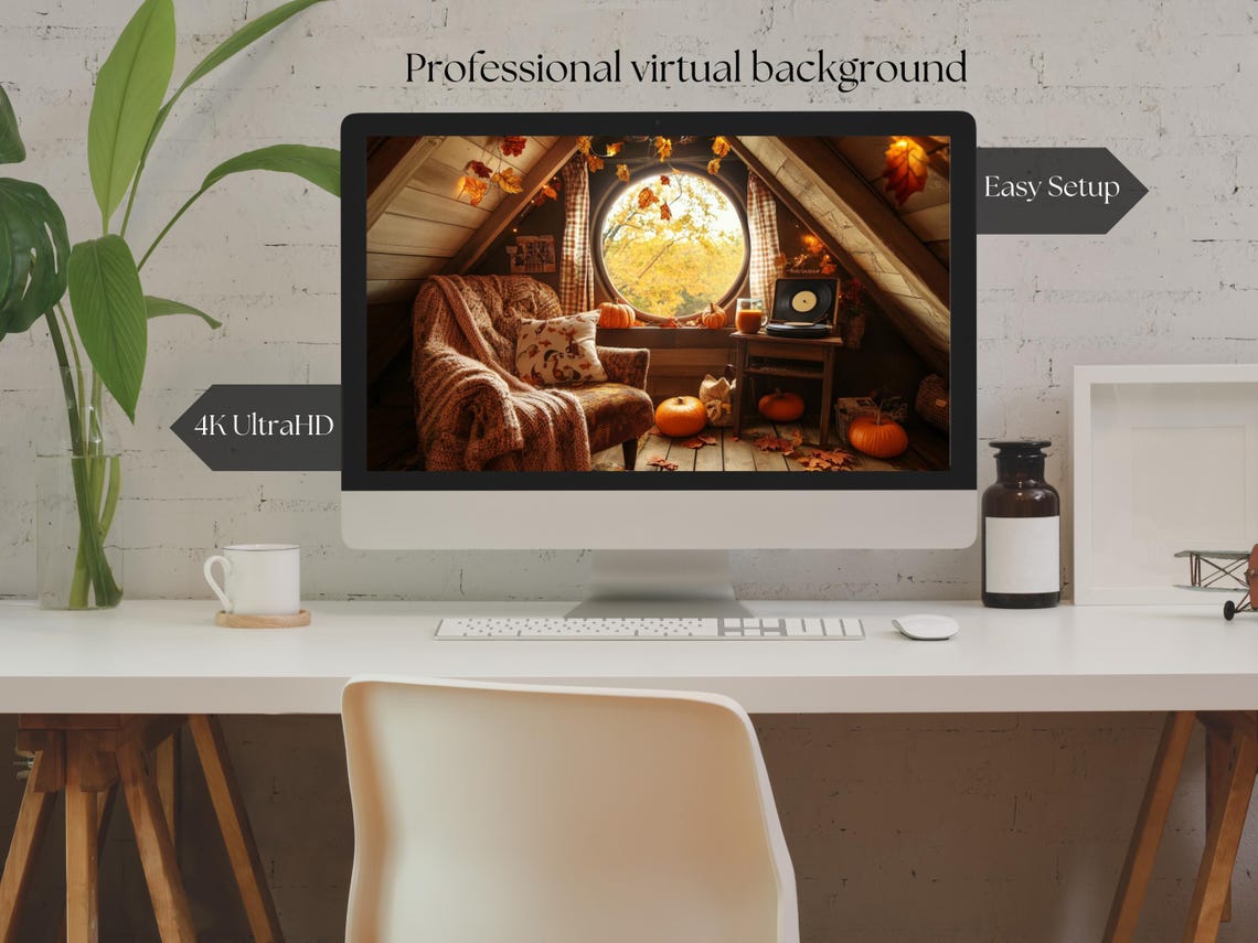 Cozy Autumn Attic Zoom Background: Fall Virtual Office (instant ...
