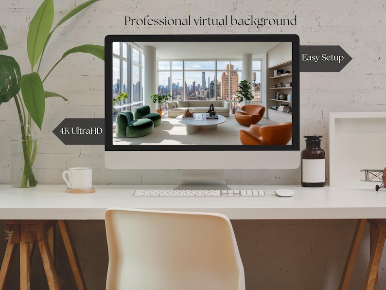 Artful Cityscape Zoom Background | Professional Virtual Office (digital ...