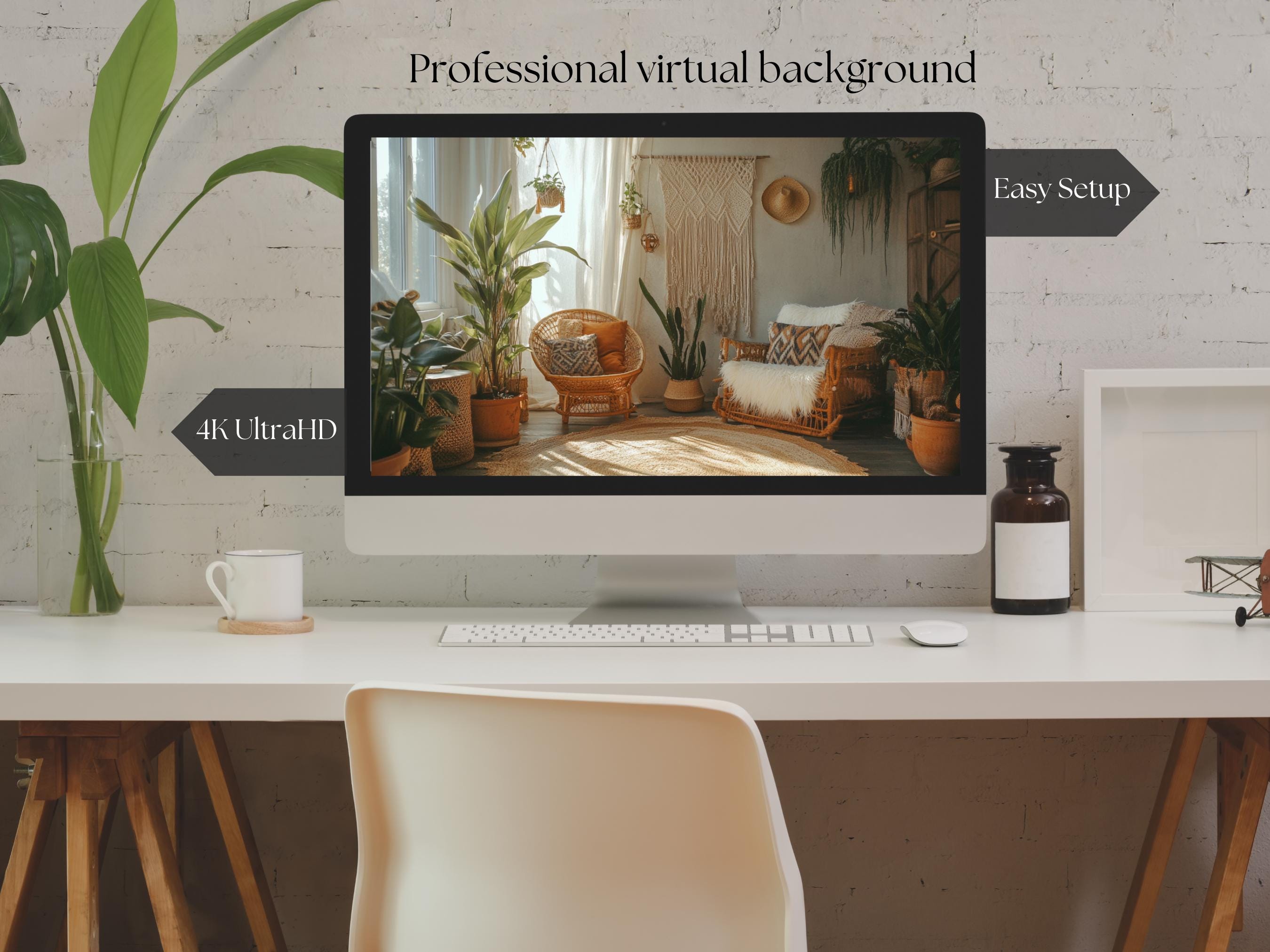 Boho Virtual Background: Artful Home Office Decor (digital Download) - Etsy