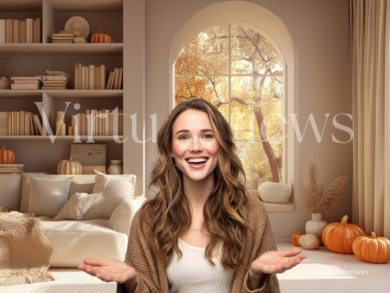 Cozy Fall Zoom Background: Bookshelf & Pumpkins (digital Download) - Etsy