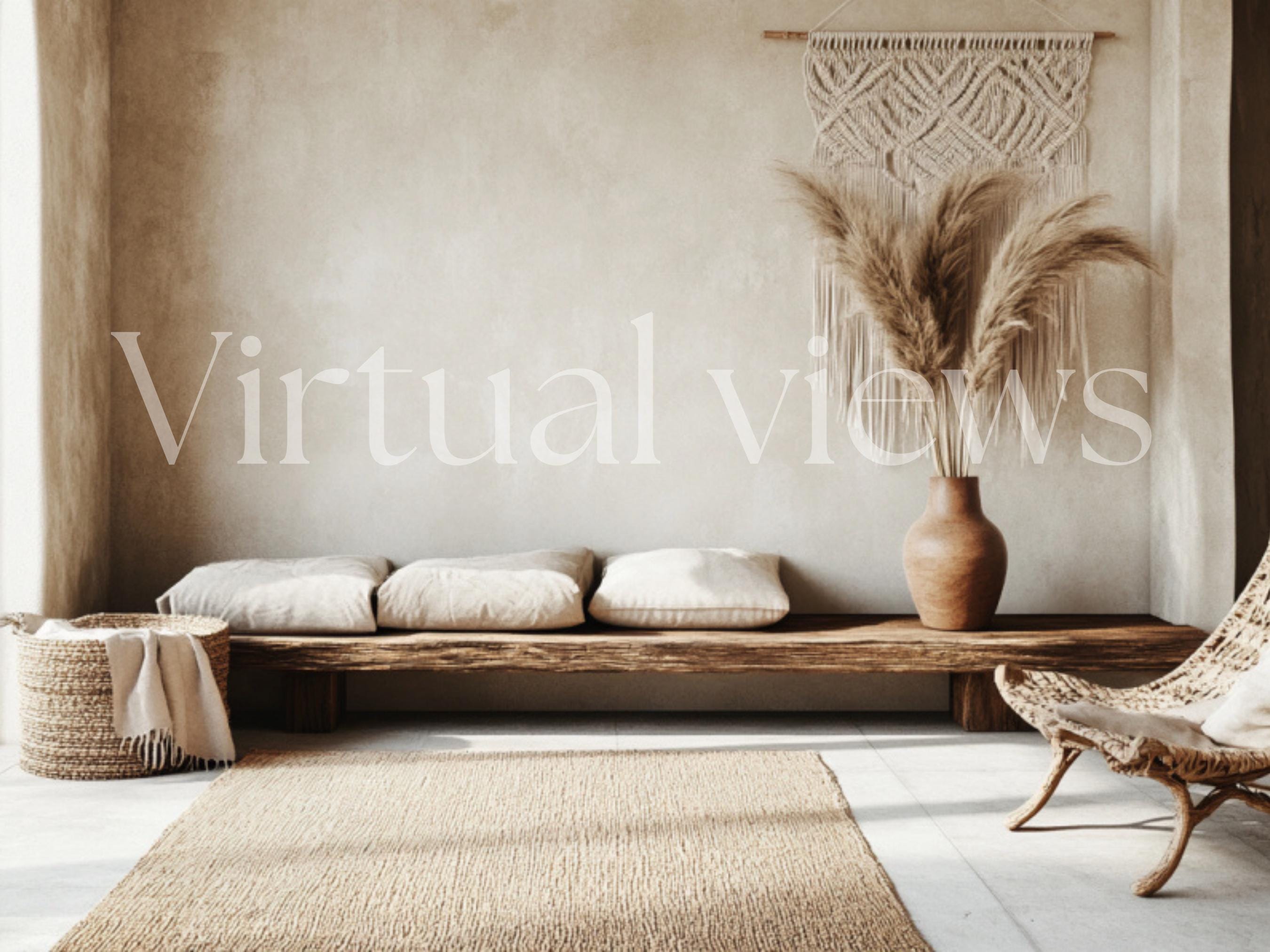 Boho Zoom Background | Aesthetic Boho Wall Art | Cozy Green Screen ...