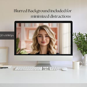 Light Pink Bookcase Virtual Background: Elegant Home Office (digital ...