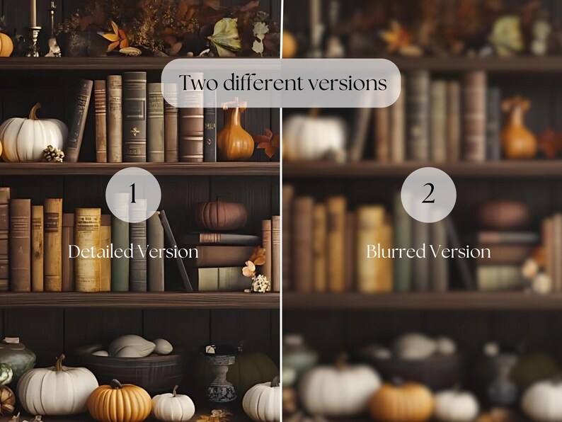 Moody Fall Virtual Background | Dark Autumn Shelf Decor With Pumpkins ...
