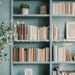 Blue Bookcase Zoom Background: Virtual Office Backdrop (digital ...