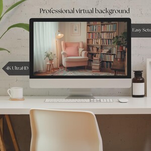 Cottage Reading Room Zoom Background: Pastel Home Office Decor (digital ...