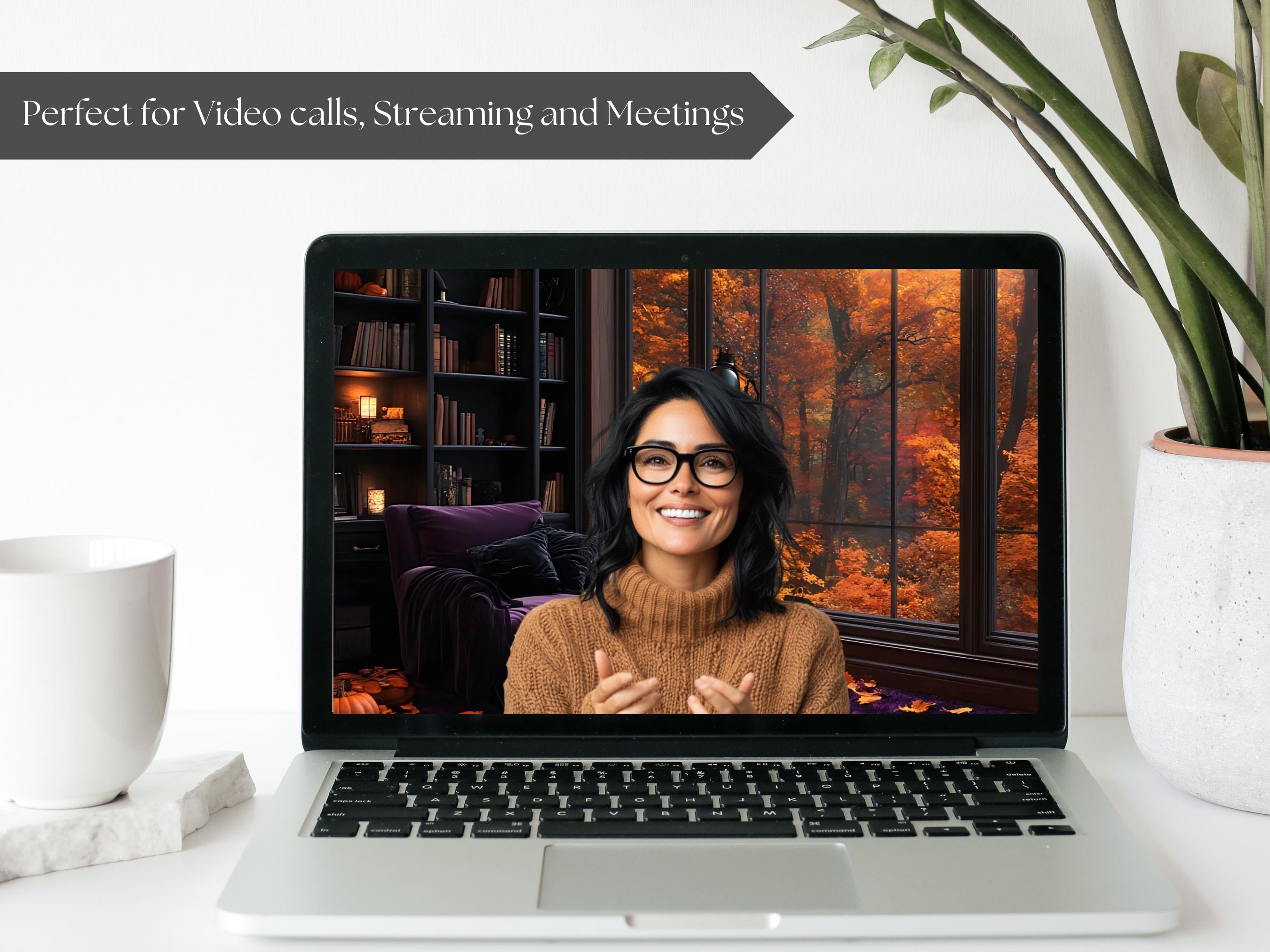 Cozy Fall Window Zoom Background: Autumn Office Decor (digital Download ...