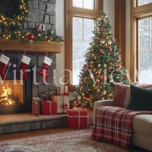Christmas Virtual Background: Cozy Holiday Home Decor (digital Download ...