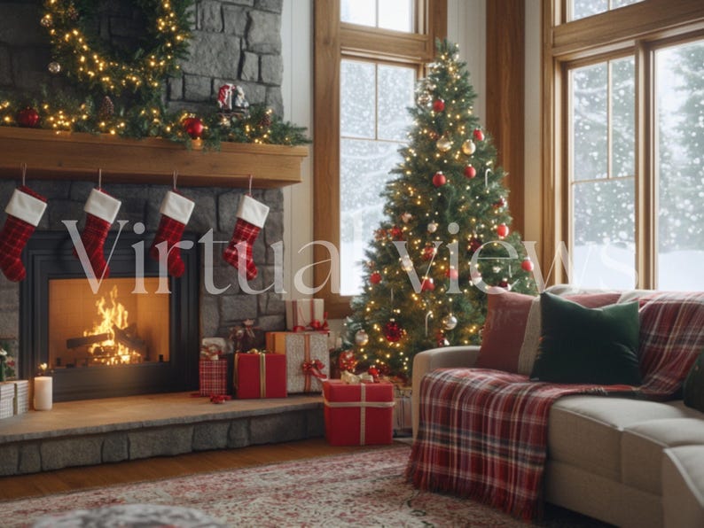 Christmas Virtual Background: Cozy Holiday Home Decor (digital Download ...