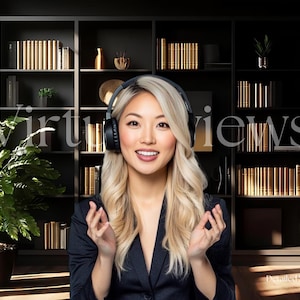 Bright Gold Bookcase Zoom Background, Virtual Office Backdrop, Video ...