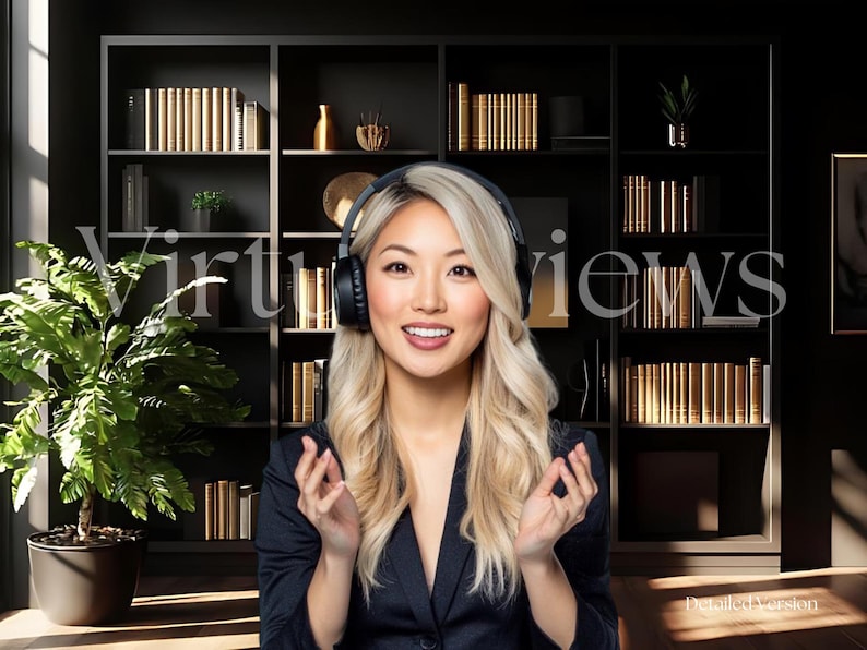 Bright Gold Bookcase Zoom Background, Virtual Office Backdrop, Video ...