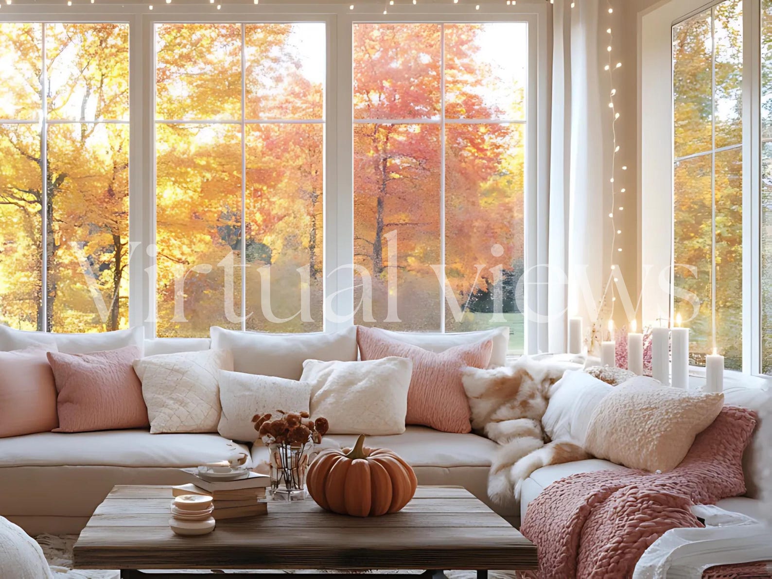 Autumn Cottagecore Zoom Background: Cozy Fall Office Decor (digital ...
