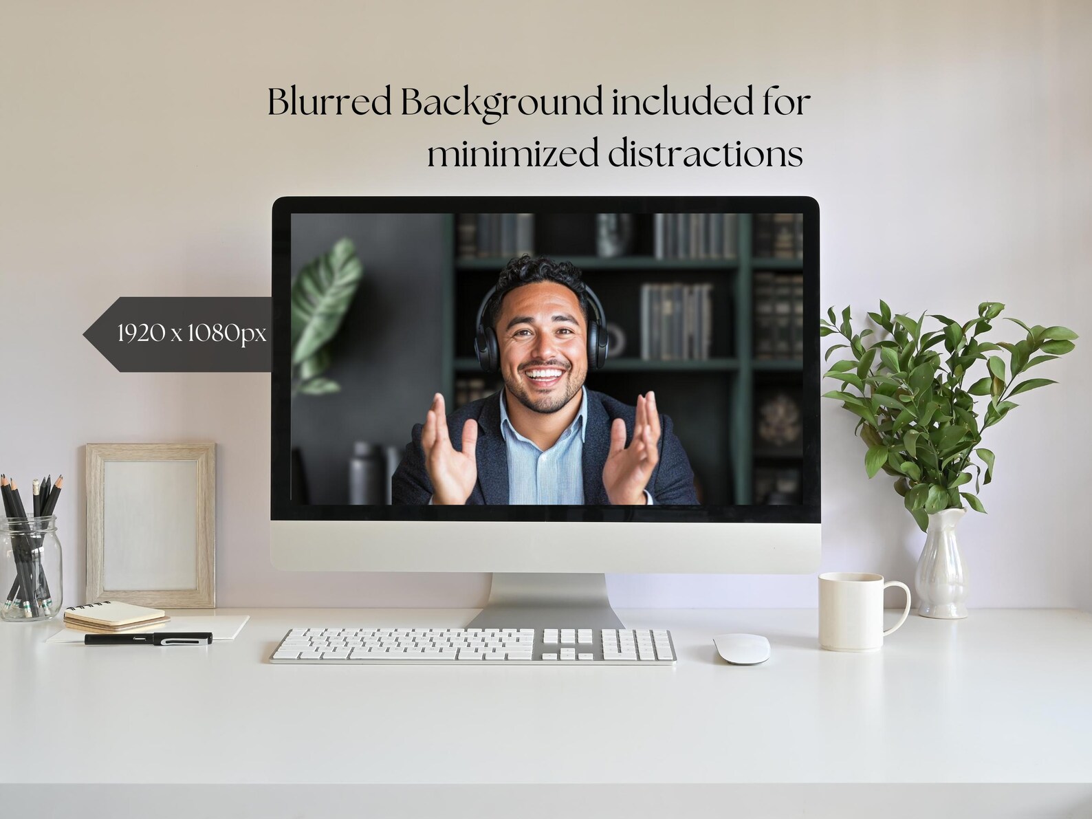 Green Bookcase Zoom Background: Professional Virtual Office Backdrop - Etsy