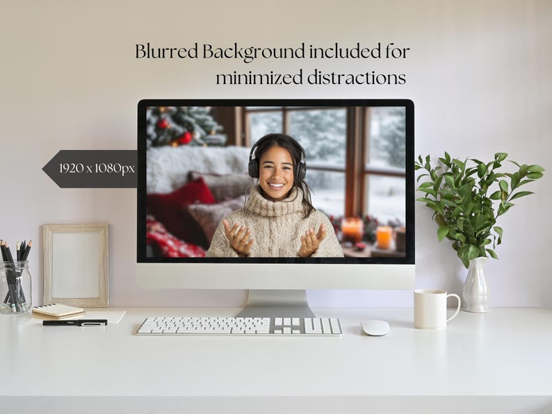 Cozy Winter Virtual Background for Zoom & Teams Digital Snowy Cabin ...