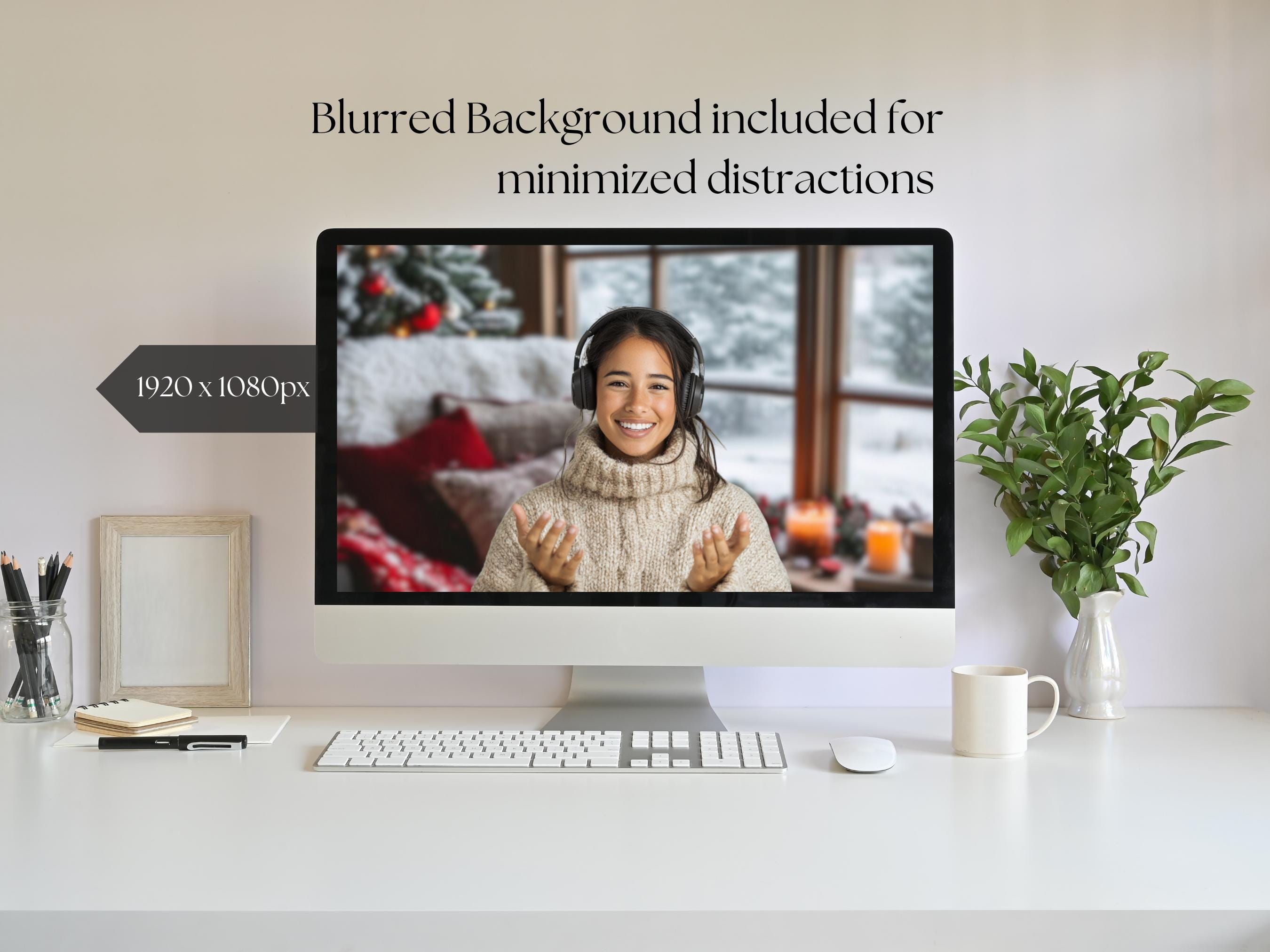 Cozy Winter Virtual Background for Zoom & Teams Digital Snowy Cabin ...