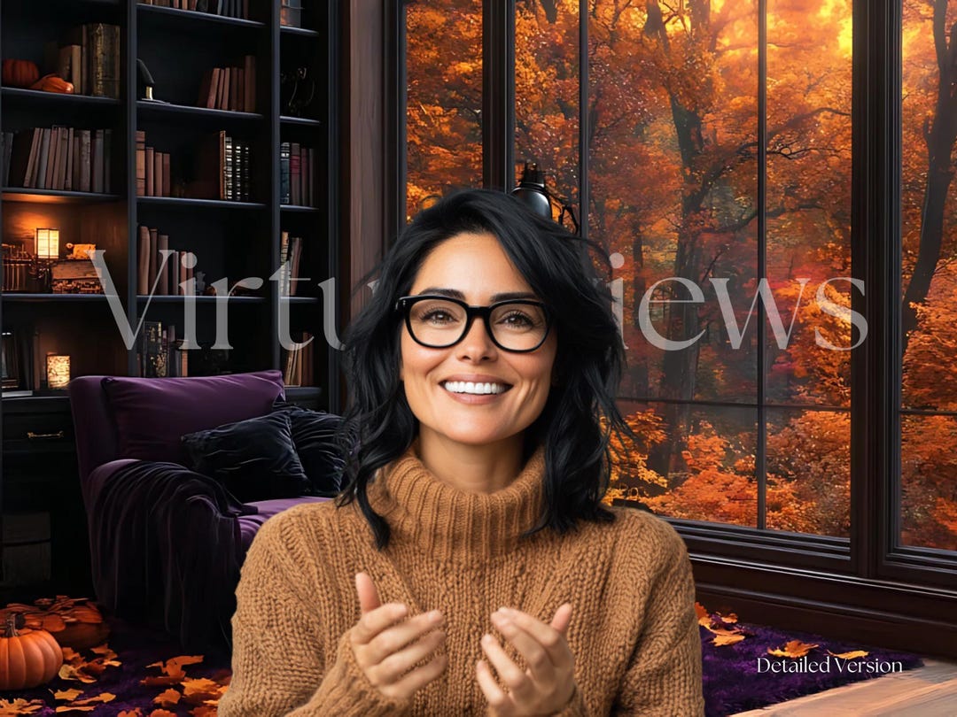 Cozy Fall Background | Autumn Zoom Background | Digital Fall Window ...