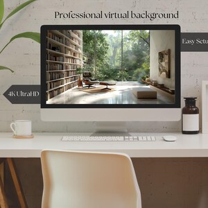 Green Landscape Office Zoom Background: Modern Virtual Backdrop - Etsy