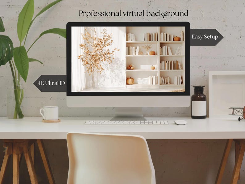 Minimalistic Fall Virtual Background | Simple Autumn Decor With ...