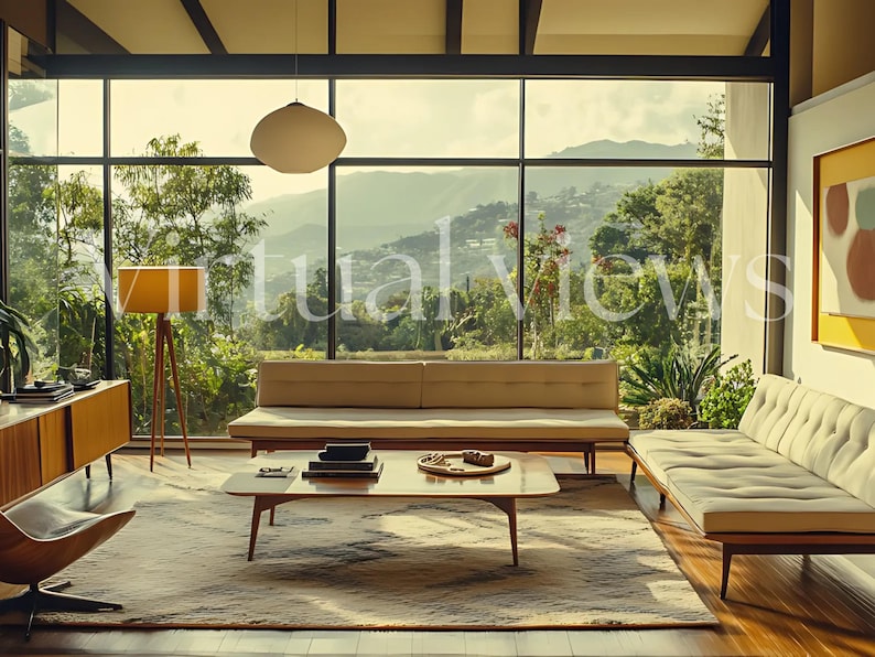 Mid-century Modern Zoom Background: Virtual Office Backdrop (digital ...