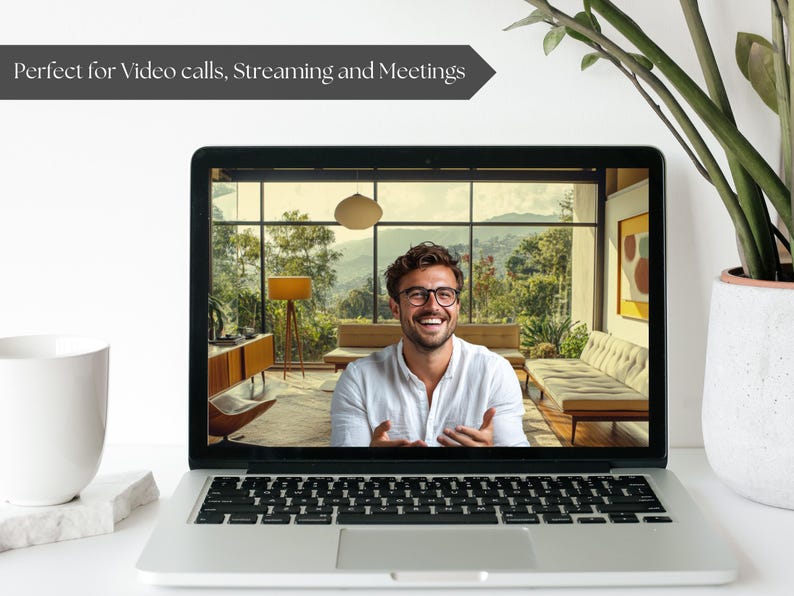 Mid-century Modern Zoom Background: Virtual Office Backdrop (digital ...