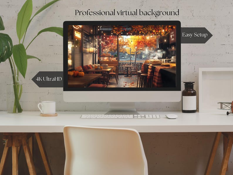 Cozy Autumn Cafe Virtual Background: Zoom, Teams, Google Meet (digital ...