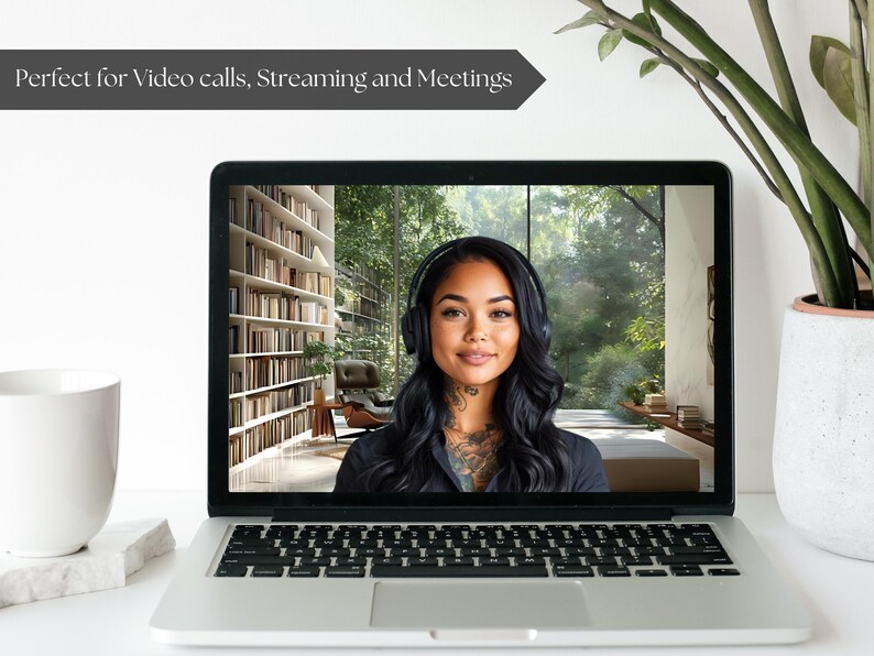 Green Landscape Office Zoom Background: Modern Virtual Backdrop - Etsy