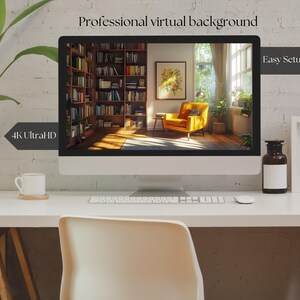 Cozy Living Room Virtual Background: Stylish Home Office - Etsy