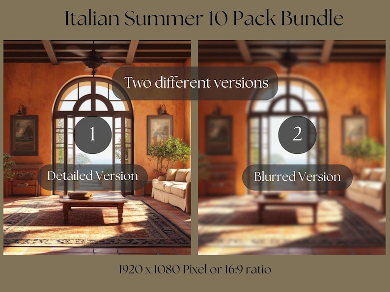 Italian Summer Zoom Backgrounds: Sunny Porches & Pool Views (digital ...