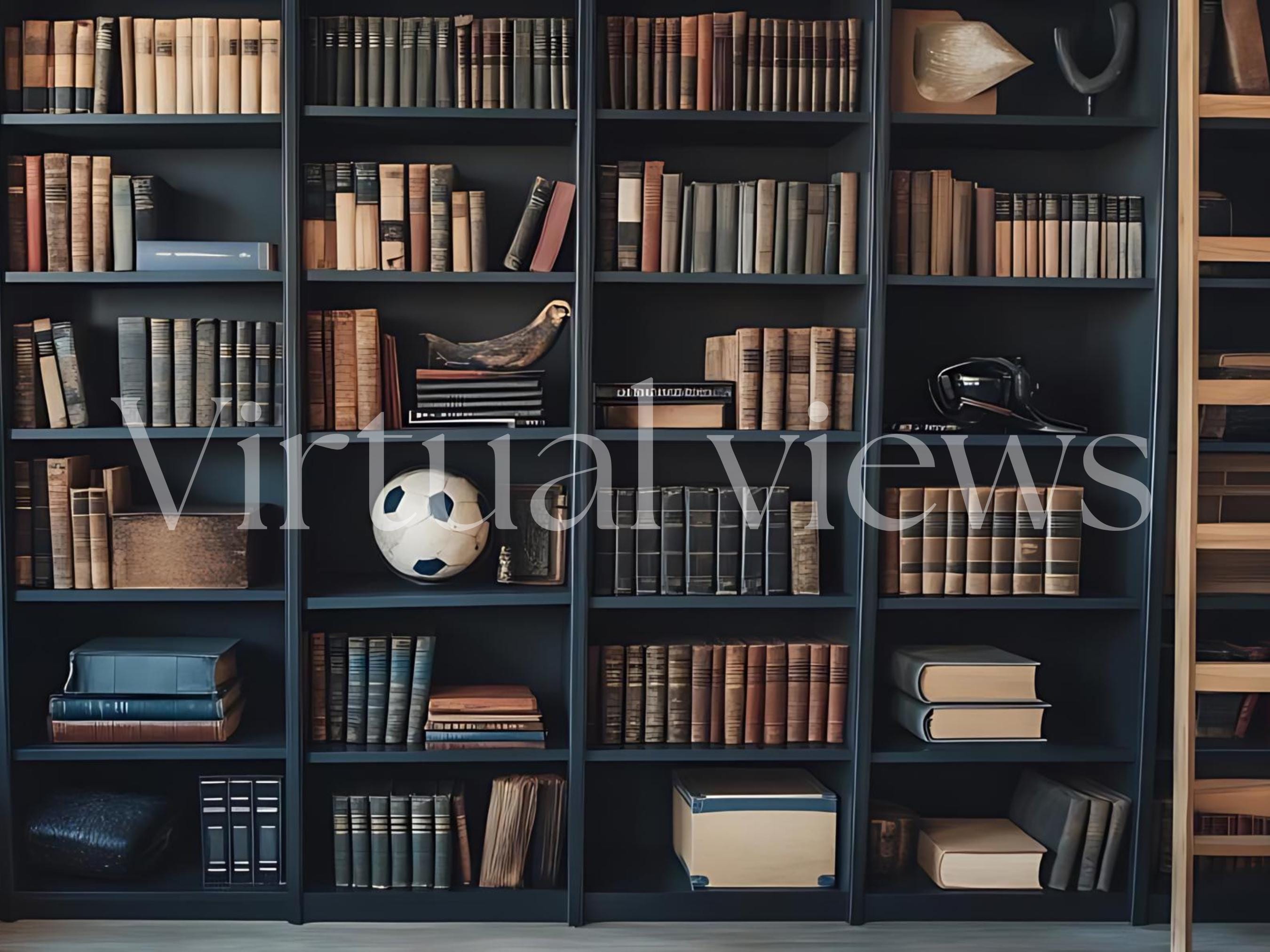 Dark Blue Bookcase Zoom Background: Elegant Virtual Meeting Backdrop - Etsy