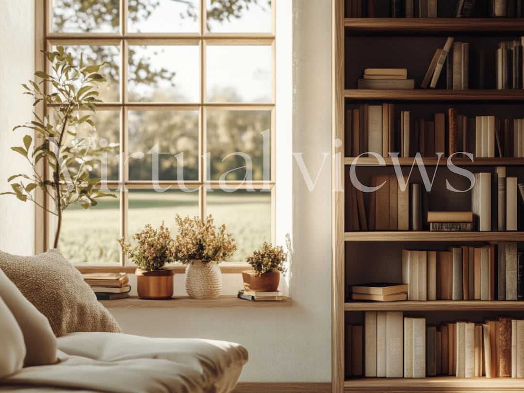 Countryside Bookshelf Virtual Background – Professional Video Call ...
