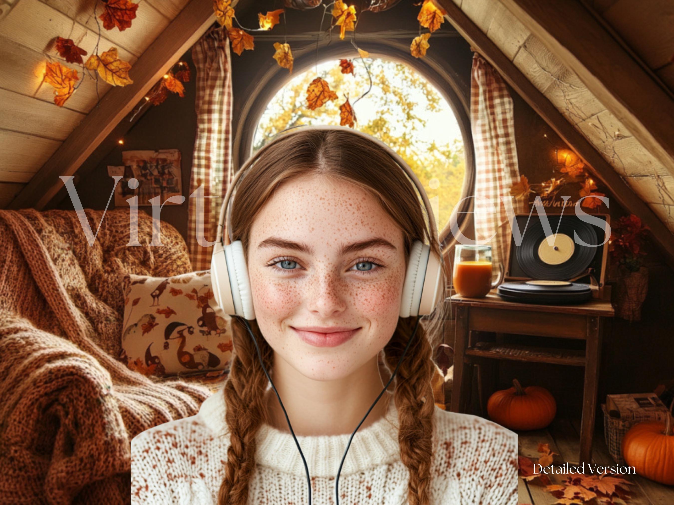 Cozy Autumn Attic Zoom Background: Fall Virtual Office (instant ...