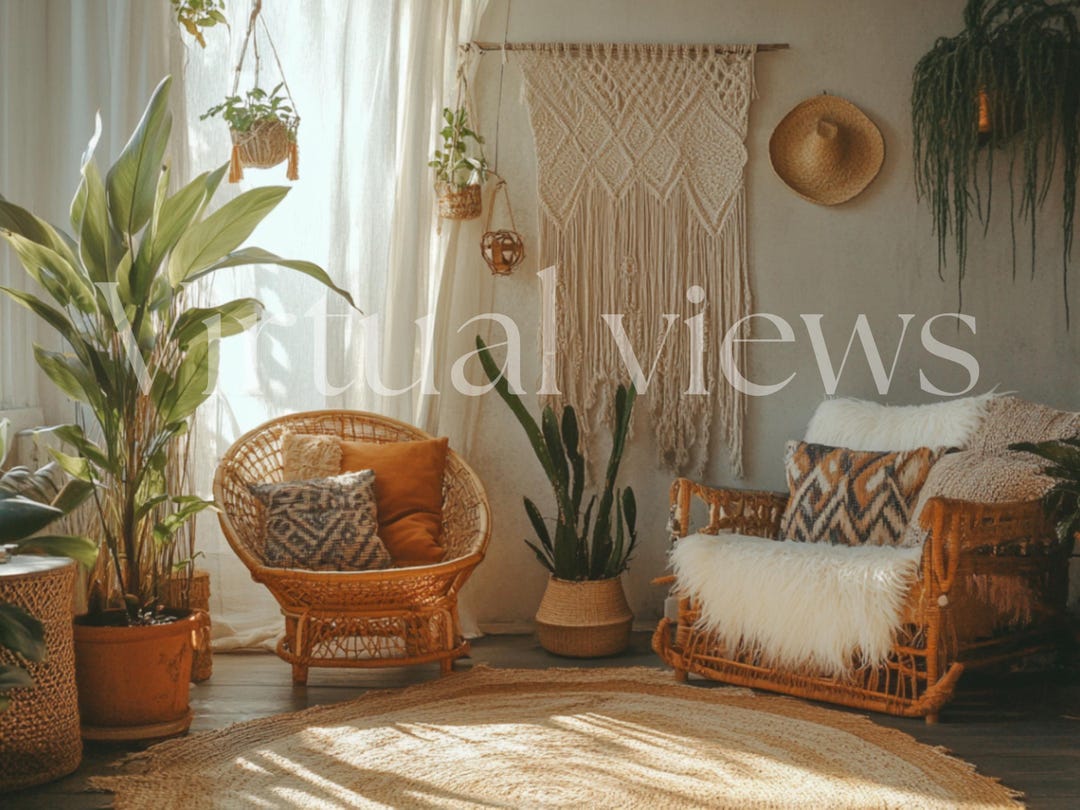 Boho Zoom Background for Meetings | Artful Boho Office Virtual ...