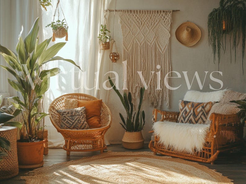 Boho Virtual Background: Artful Home Office Decor (digital Download) - Etsy