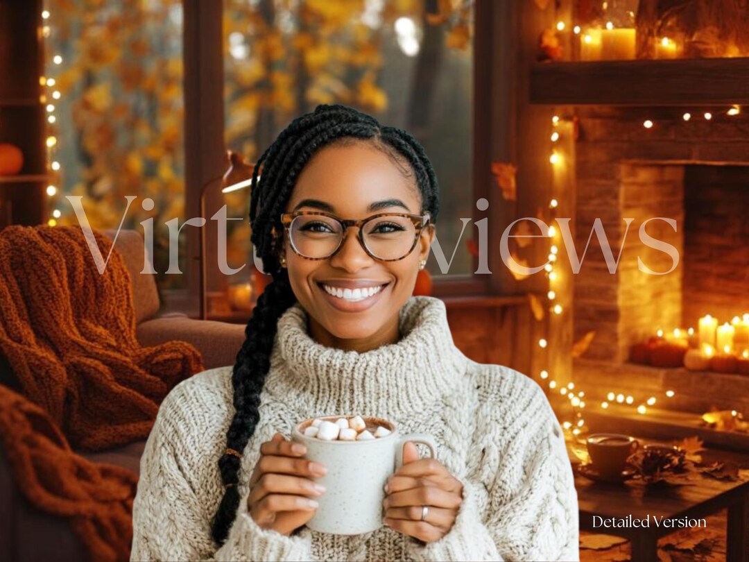 Cozy Autumn Living Room Zoom Background: Cottagecore Fall Backdrop ...