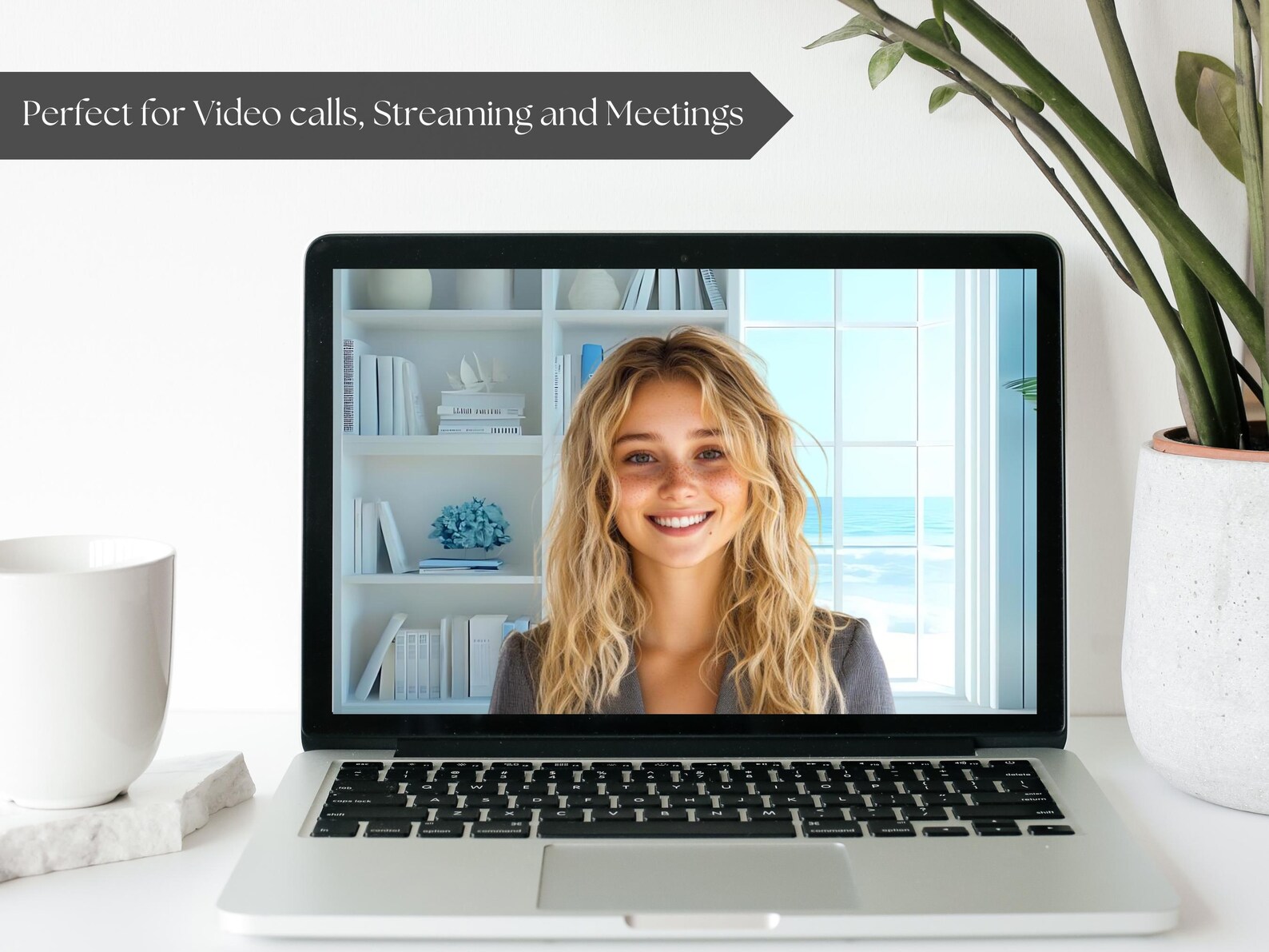 Ocean Zoom Background, Virtual Meeting Backdrop, Bright Coastal View ...
