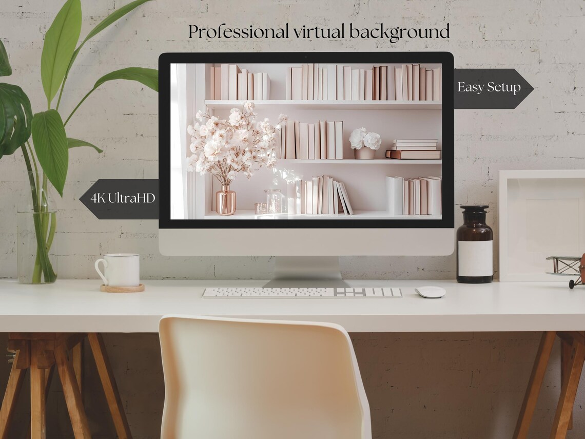 Pink Cute Zoom Background, Green Screen Streaming, Video Chat Meeting ...